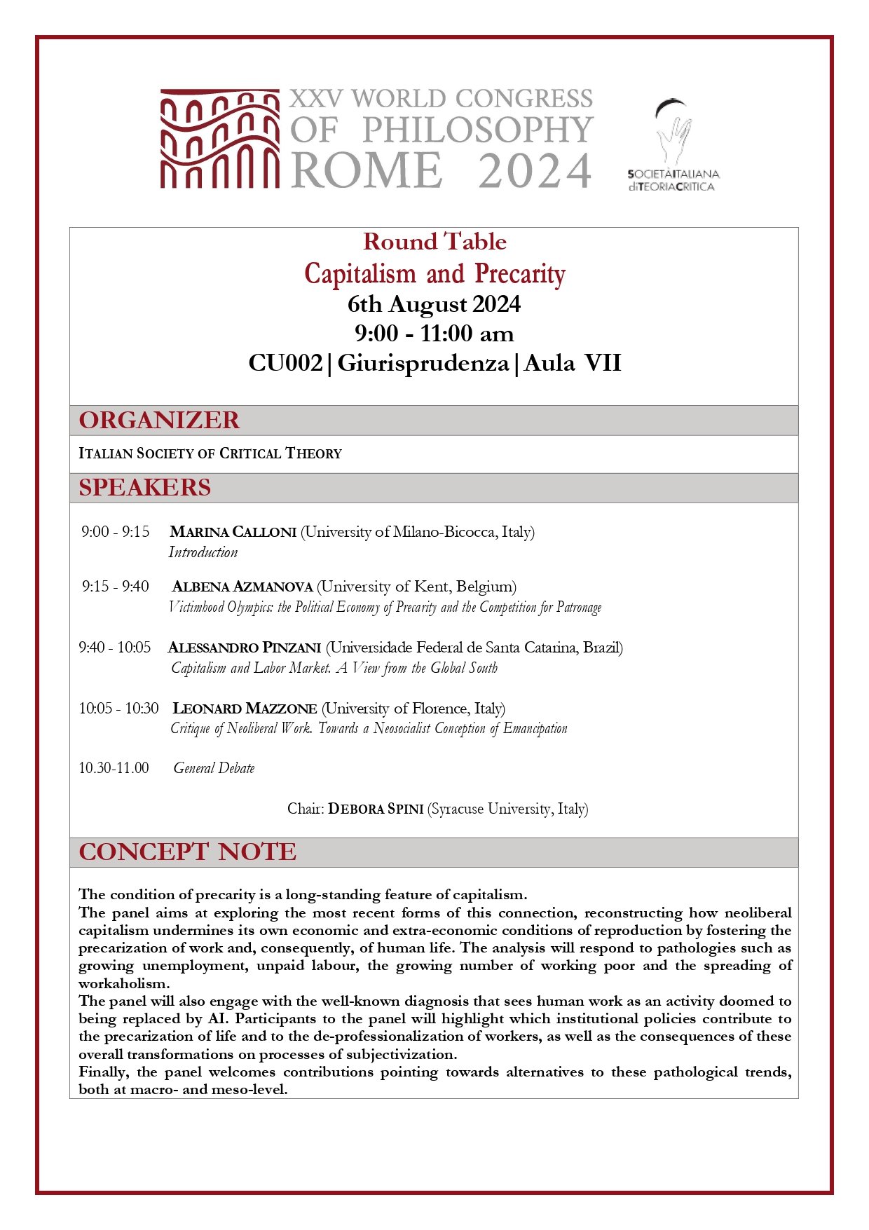 LA SITC AL WORLD CONGRESS OF PHILOSOPHY, ROMA 2024 "PHILOSOPHY ACROSS ...